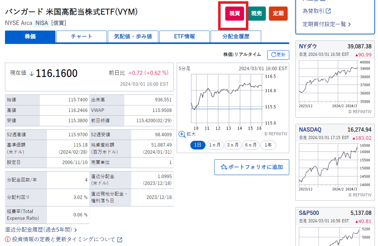 投資初心者 VYM米国高配当ETFをNISAで買う方法 SBI証券 権利落ち日 | うめたろうブログ